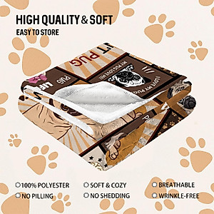 CIUGOIG Pug Dog Blanket Pug Throw Blanket Pugs in a Blanket for Pug Lovers Kids Boys Girls Adults 50"x60"