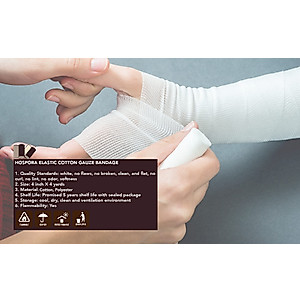 Hospora Medical Elastic Cotton Conforming Gauze Roll, 4 Inches, Individual Pack, First Aid Rolled Stretch Gauze, 24 Packs