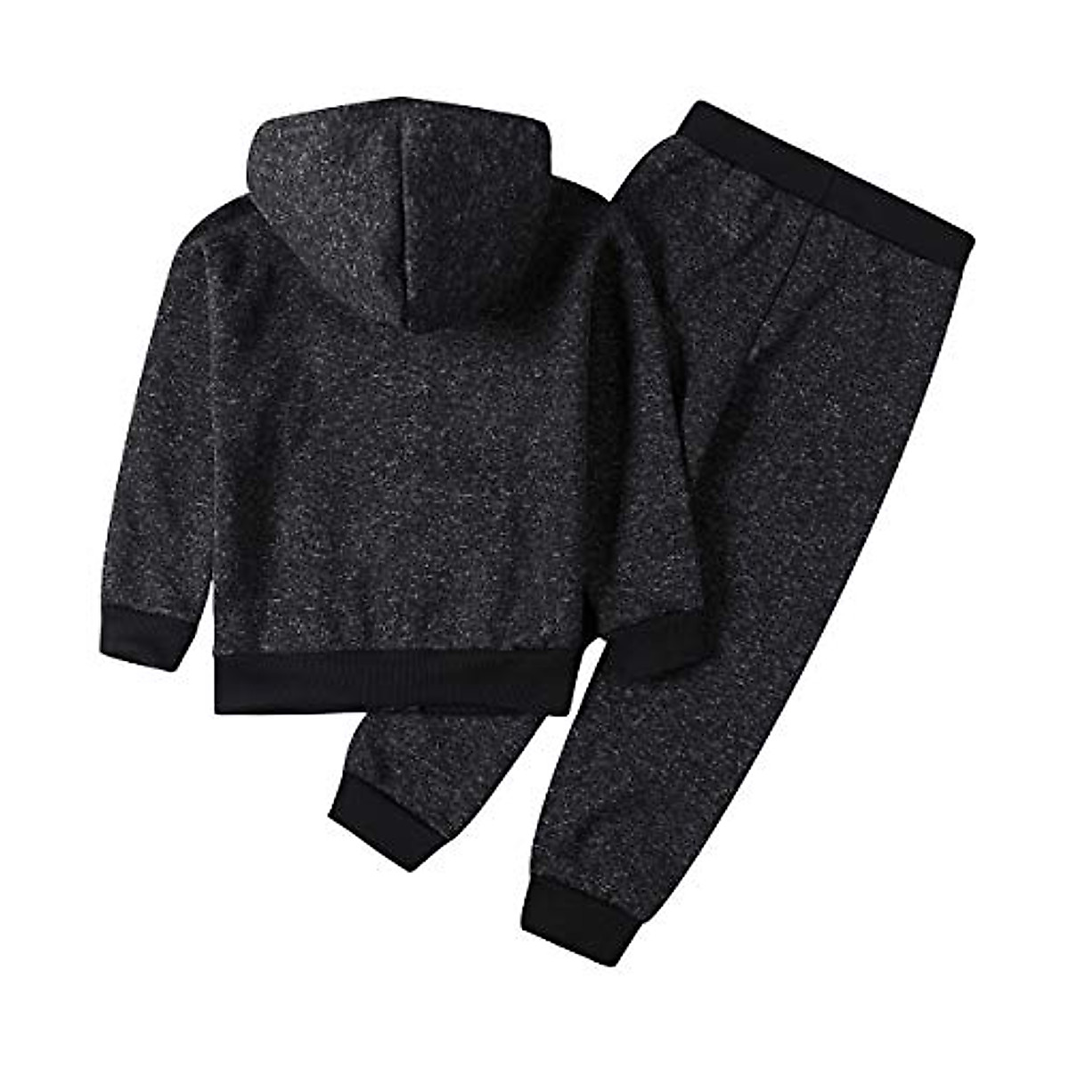 Monvecle Little to Big Boys' Fleece Long Sleeve Full Zip Hoodie Tracksuit Top + Sweatpant Jogger 2pcs Sets Black 7-8