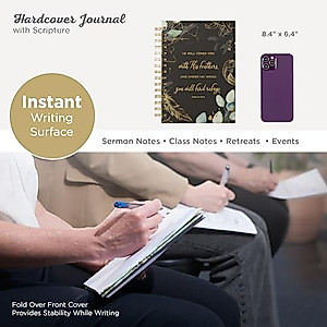 Christian Art Gifts Journal w/Scripture He Will Cover You With His Feathers Psalm 91:4 Bible Verse Teal and Gold 192 Ruled Pages, Large Hardcover Notebook, Wire Bound