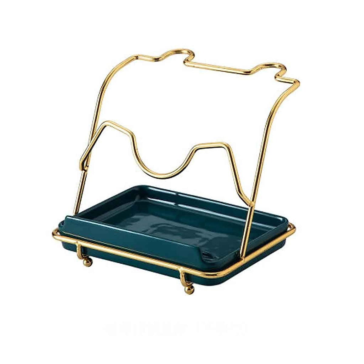 DOUBA Kitchen Pot Cover Rack Organizer Pot Lid Shelf Cooking Storage Spoon Spatula Ladle Holder Cookbook Stand Home Accessories (Color : Style A Green)