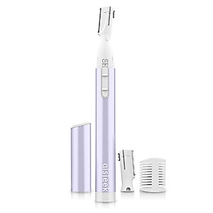 Eyebrow Trimmer, Facial Hair Trimmer Precision Detailer with Rinseable Blade, Battery Powered Double-Sided Eyebrow Razor with Comb, Compact Pen-Size Safe Painless Shaver for Chin Peach-Fuzz