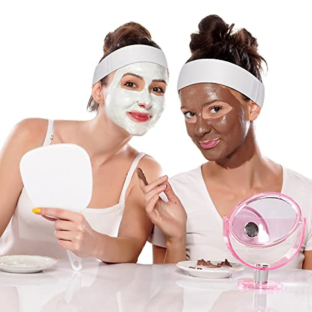 Noverlife 100PCS Disposable Spa Facial Headbands, Elastic Headband Wrap with Adjustable Magic Tape, Stretch Non-Woven Facial Bandeau, Soft Skin Care Essential Headband with Convenient Closure