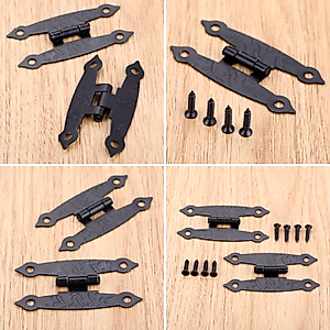 Black H Cabinet Hinges, Yetaha 10PCS Antique Decorative Metal Hinge for Doors Windows Kitchen Furniture Cupboard Wardrobe Wooden Boxes, with Mounting Screws (2.56 Inch x 1.29 Inch)