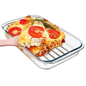 DMAR 2-Quart Glass Baking Dish for Oven ，(8×12inch) small glass pan, reduce the fat intake-1 Piece