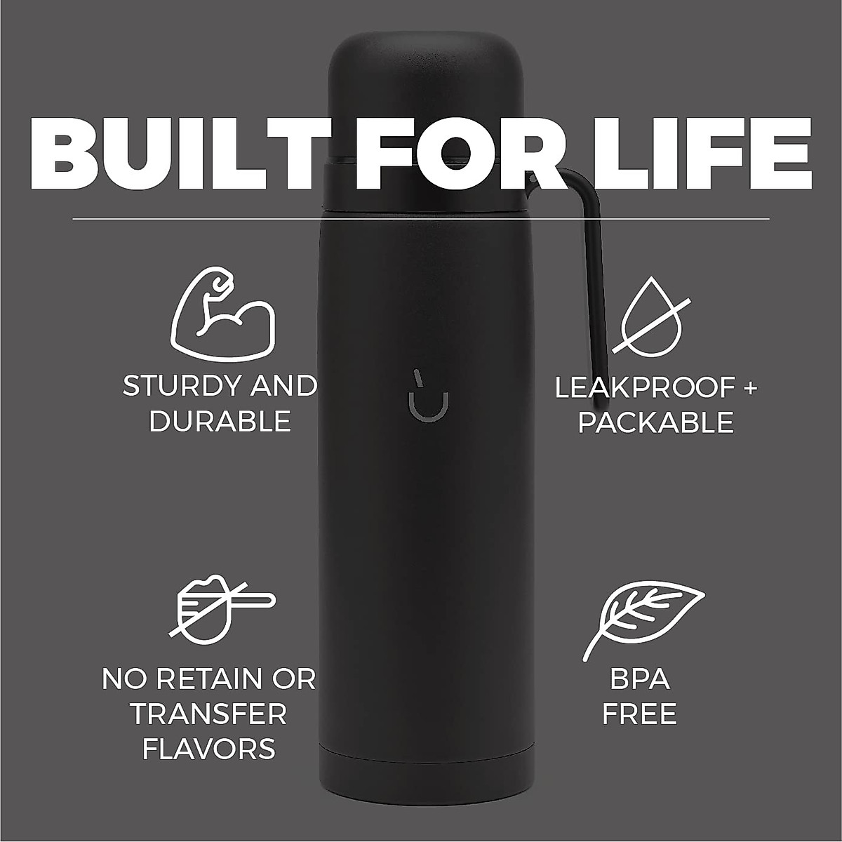 BALIBETOV thermos for mate - Vacuum Insulated With Double Stainless Steel Wall - BPA Free - A Thermo Specially Designed for Use With Mate Cup or Mate Gourd (Black, 32 OZ)