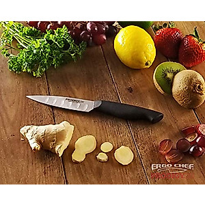 Ergo Chef Prodigy Series 4-Inch Paring Knife with Hollow Grounds on Blade - High Carbon Stainless Steel - Ergonomic Non-Slip Handle, Black