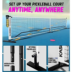 Pickleball Net - 22 FT USAPA Regulation Size Portable Pickleball Net, Pickle Ball Net with Exclusive Ball Holder, 4 Pickleballs & Carry Bag, Pickle Ball Net for Outdoor Indoor Driveway Backyard White