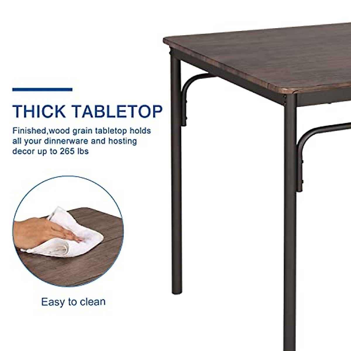 VECELO 5 Piece Kitchen Table Set for Dining Room,Dinette,Breakfast Nook,Industrial Style 4, Vintage Brown