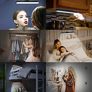 Wall Reading Light Stick on Bunk Bed Lamp Dimmable Touch Lights Magnetic Mounted Under Cabinet Lighting Rechargeable Battery Operated Wireless LED Closet Kitchen Portable Bar for Vanity Makeup Mirror