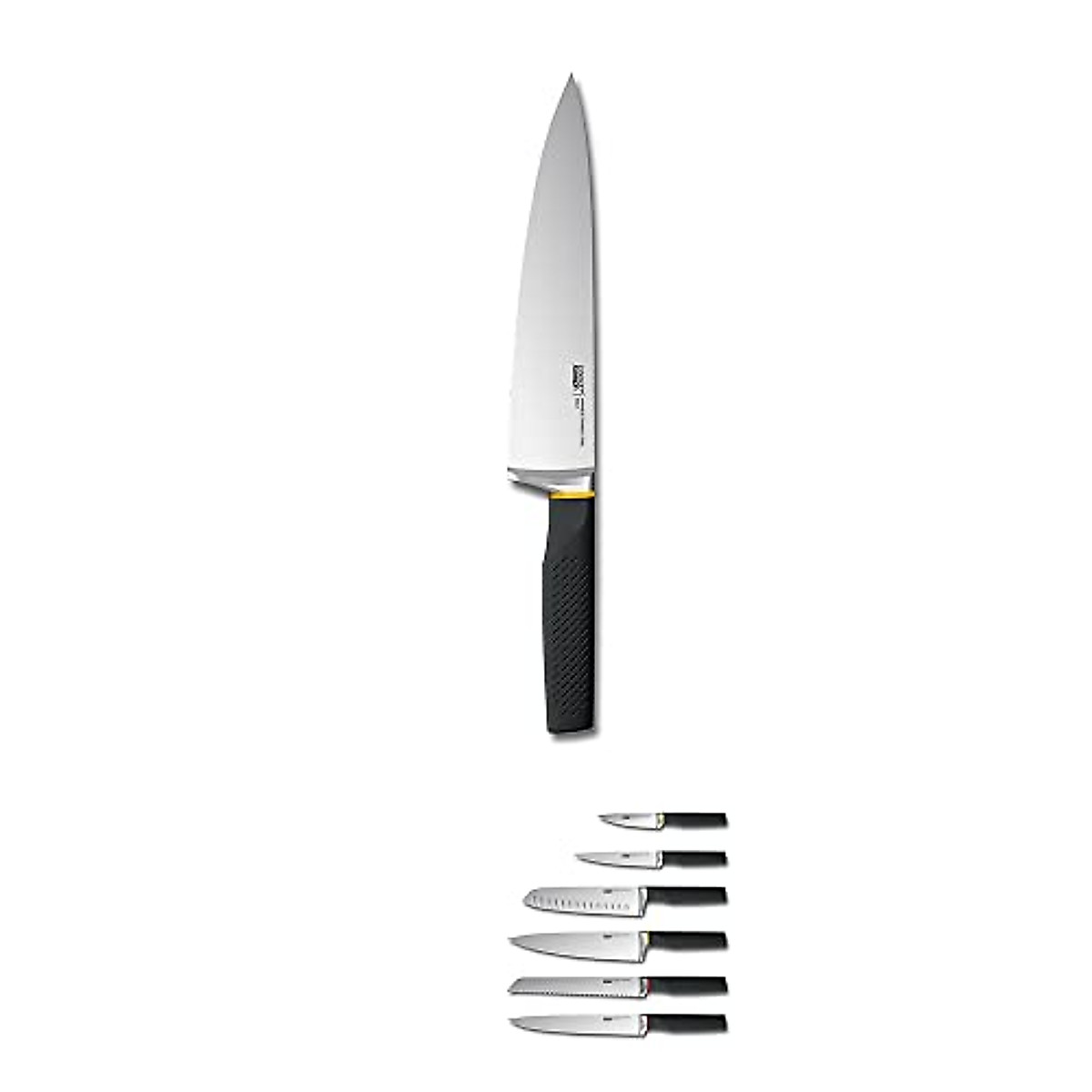 Joseph Joseph LockBlock Stainless Steel Knife Set with Self Locking Knife Block, 6-Piece, Black