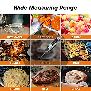 DOQAUS Digital Meat Thermometer, Instant Read Food Thermometer for Cooking Kitchen Candy with Super Long Probe for Turkey Water Grill Smoker Oil Deep Fry