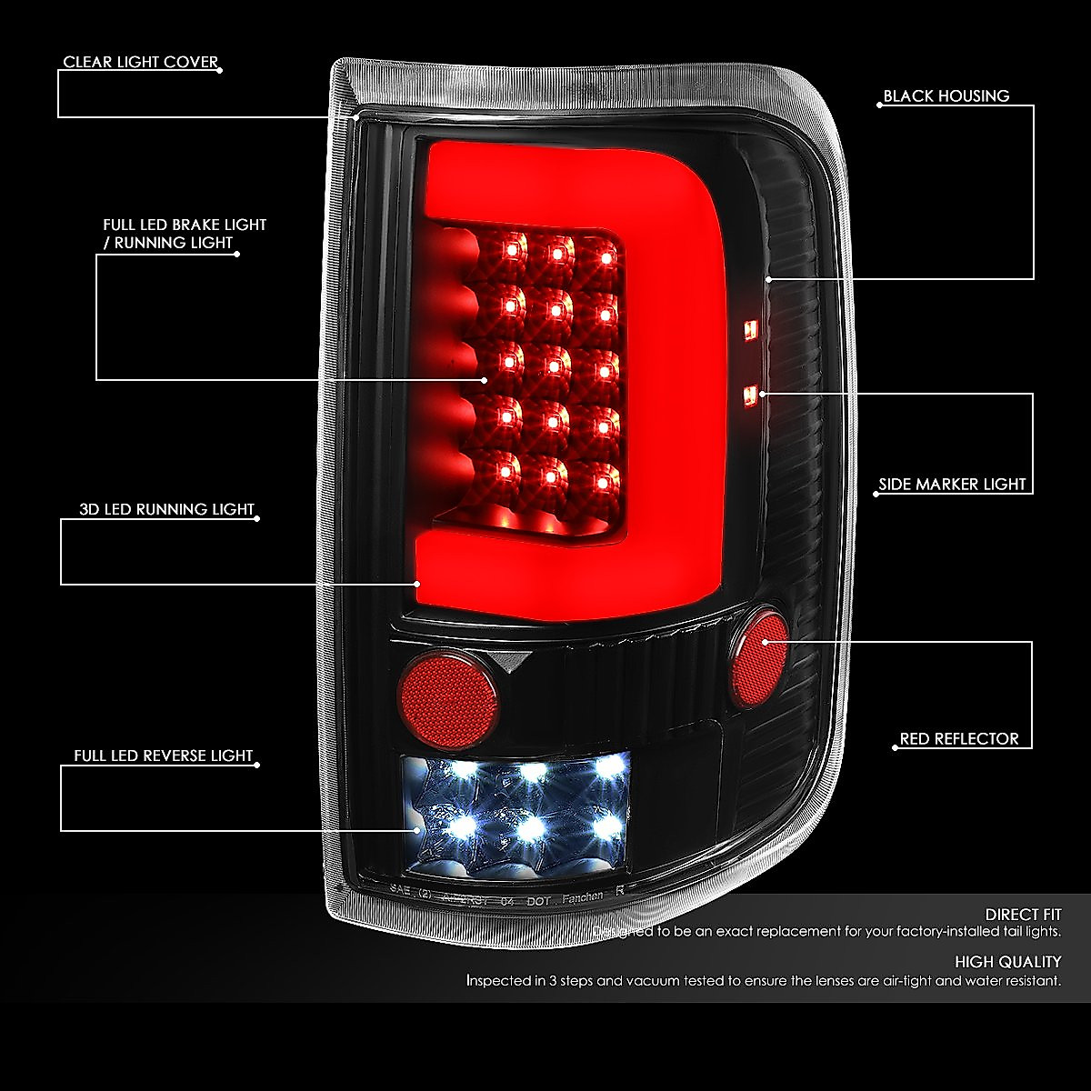 DNA MOTORING TL-F15004-LED-RD3D-BK-G2 LED 3D Tail Light Assembly Driver & Passenger Side [Compatible with 04-08 Ford F150 Lobo]