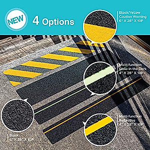 LifeGrip Anti Slip Traction Treads (10-Pack), 6 inch X 28 inch, Best Grip Tape Grit Non Slip, Outdoor Non Skid Tape, High Traction Friction Abrasive Adhesive for Stairs Step, Black (6" X 28" X 10P)