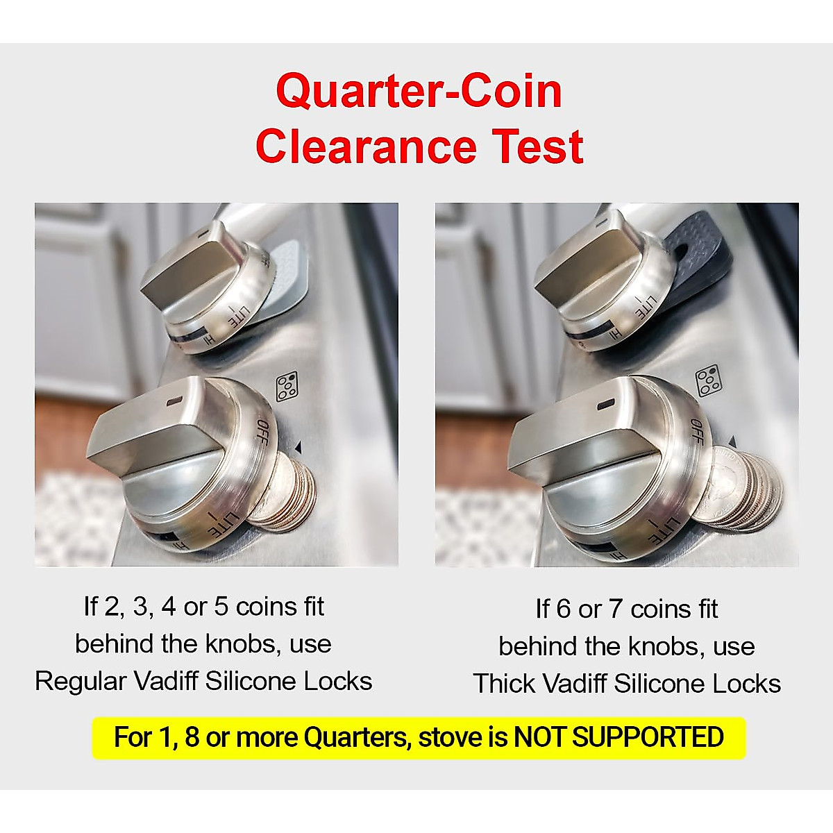 Vadiff Silicone Gas Stove Child Safety Knob Locks | Oven Knob Guard (5Pk)(Red)