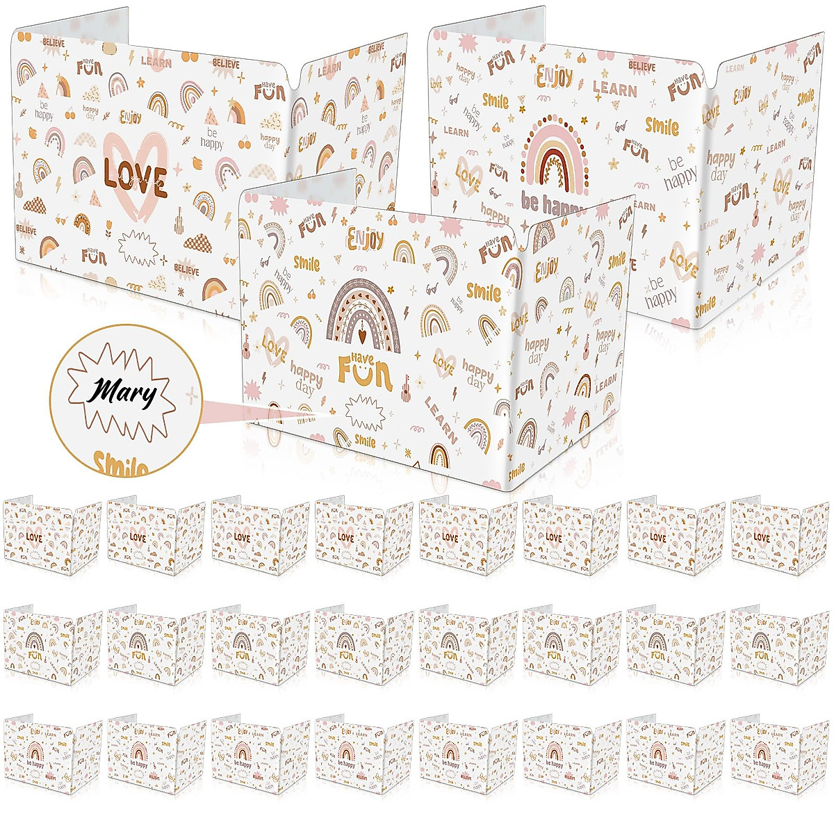 Perkoop 30pcs Plastic Privacy Desk Dividers for Students Rainbow Inspirational Boards Reduce Distractions Study Carrel Divider Folders Plastic Boards for Student Testing Classroom