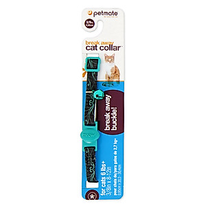 Petmate Cat Swirls Collar, Teal, 8-12"