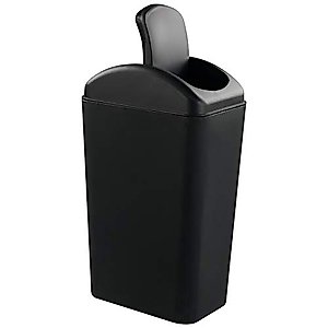 Uumitty 14 Litre Plastic Trash Can, Swing Top Garbage Can, Black, 1 Pack