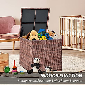 Super Patio Outdoor Patio Storage Box Waterproof, Wicker Storage Bin Deck Box for Cushions, Garden Tools, Pool Toys, 88 Gallon