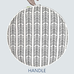 LVTXIII Outdoor/Indoor Inflatable Ottoman, Patio Footrest Stool, Portable Round Ottoman for Patio Garden, Camping or Home, Herringbone Black White