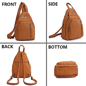 OISLUMU Small Backpack Purse for Women Multi Pocket PU Leather Lightweight Handbags Convertible Travel Shoulder Handbag (Brown)