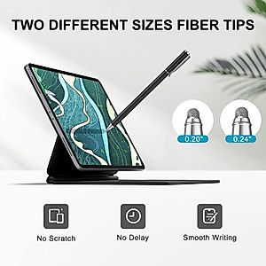 Universal Stylus Pens for Touch Screens - Bargains Depot New 5mm High-Sensivity Dual Fiber Tips Stylus for All Tablets & Cell Phones with 8 Extra Replaceable Tips (4 Pcs, Black/Aqua/Silver/Yellow)
