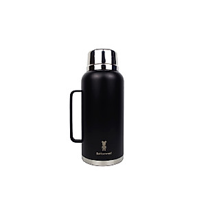 Large sport thermos water bottle with handle and Stainless Steel Lid,keep cold,Reusable, leak-proof ，71OZ Insulated water bottle， Metal Canteen，Buttonwood (black) ，2100ML