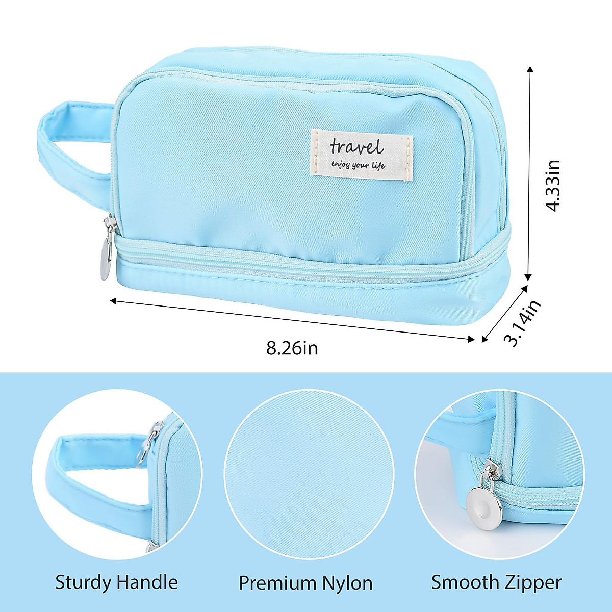 BARUHARI Large Capacity Pencil Case, Pen Bag, Stationery Storage Kit, Multiple Compartments, Office Travel Pouch, Arts and Crafts Supplies Organizer (DARK BLUE)