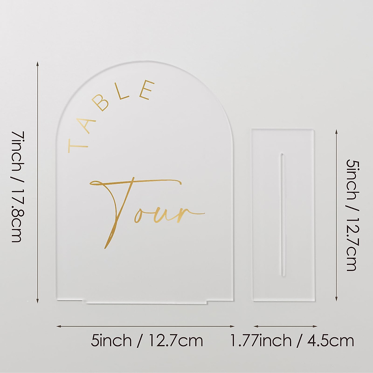 JINMURY Frosted Arch Wedding Table Numbers 1-10 with Stands, 5x7 Inch Frosted Acrylic Arch Sign with Gold Lettering, Frosted and gold Table Numbers for Wedding
