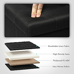 B FSOBEIIALEO Storage Ottoman Cube, Storage Chest Folding Foot Rest Seat, Linen Black 12.6"X12.6"X12.6" (2 Pack)