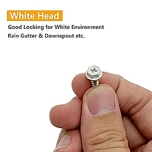 Allkeen Stainless White Painted Hex Head Self-Tapping Gutter Screws #8 x 1/2", 150 Pieces