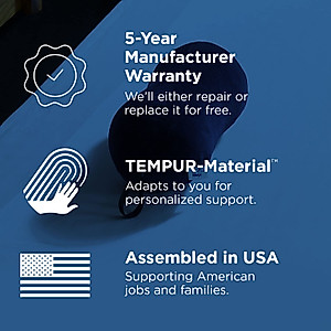 Tempur-Pedic All-Purpose Memory Foam Travel Pillow, Peanut-Shaped Lumbar Pillow for Neck and Back Pressure Relief, Navy