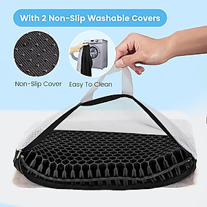 XSIUYU Extra-Large Gel Seat Cushion for Long Sitting - Back, Hip, Tailbone Pain Relief Cushion - Gel Seat Cushion for Office Chair, Cars - Egg Seat Gel Cushion for Wheelchair Pressure Relief Black