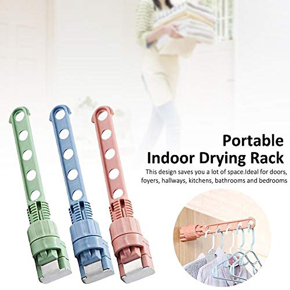 Folding Clothes Hanger,Wonder Multi-Function Plastic Clothes Hangers, Retractable Clothes Indoor Rack Drying Rack, Portable Drying Rack ,Plastic Clothes Hanger Storage for Indoor Balcony Window