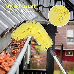Daisypower Gutter Cleaning Tools Gutter Cleaning Brush from Ground.Gutter Cleaner Tool with 5.5 ft Telescoping Extension Pole,Easy Remove Leaves and Debris
