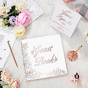 Wedding Guest Book with Pen and Table Cards, 9 x 9 Inch Guest Book Wedding Reception 50 Sheets Sign in Book Wedding Memory Book for Wedding Party Bridal or Baby Shower Guest Visitor (Classic Style)