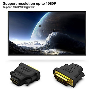 BENFEI DVI to HDMI, Bidirectional DVI (DVI-D) to HDMI Male to Female Adapter with Gold-Plated Cord 2 Pack