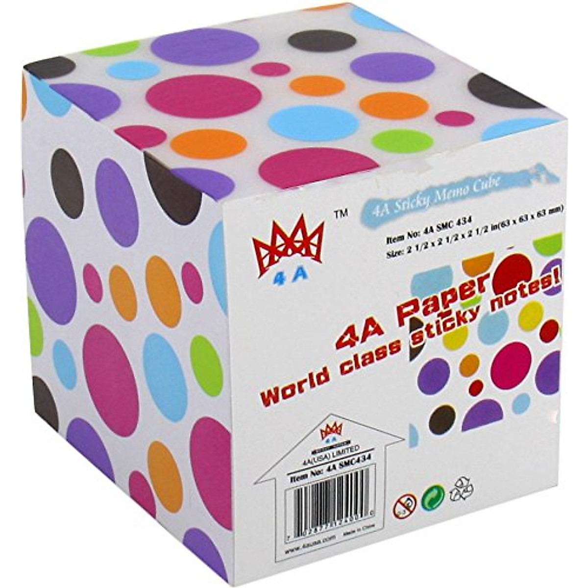 4A Sticky Memo Cube,2 1/2 Inches,Bubble Patterned Printed On The Four Sides,Self-Stick Notes Cube,About 500 Sheets/Cube,1 Cube/Pack,4A SMC 434