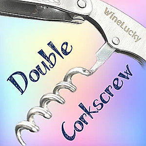 Professional Sommelier Corkscrew Wine Bottle Opener. Manual Hand Opener Used By Waiters & Bartenters. Stainless Steel & Tough Colorful Resin. Built In Beer Opener & Foil Cutter. (Lightning Pink)