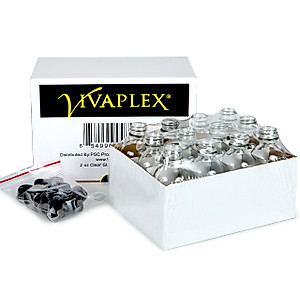 Vivaplex, 12, Clear, 2 oz Glass Bottles, with Lids