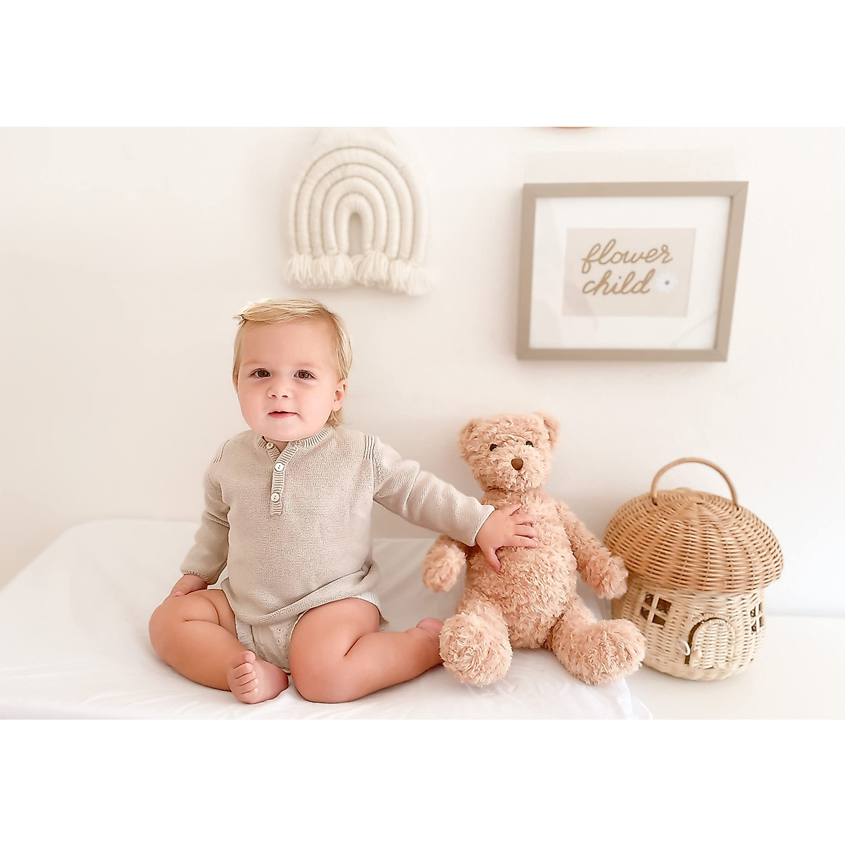 MON AMI Mr. Cuddleworth The Bear Stuffed Animal – 15”, Teddy Bear Plush Gifts for Baby Shower, Cute Plushies for Kids of All Ages