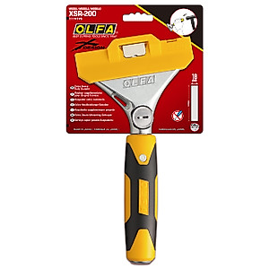 OLFA 8" Extra Heavy Duty Razor Scraper (XSR-200) - 8 Inch Steel Razor Blade Scraper Tool with Strike Tip & Non Slip Handle for Floors, Paint, Glass, Replacement Blades: OLFA BS & BSF Blades