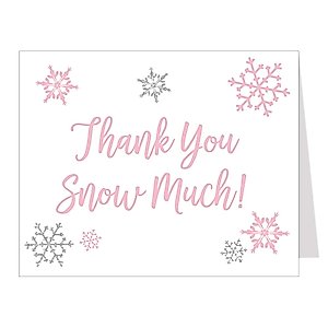 Winter Thank You Cards Thank You Snow Much Baby Shower Little Snowflake Pink Silver Girls It's A Girl Birthday Party Bridal Wedding Thanks Stationary (50 count)