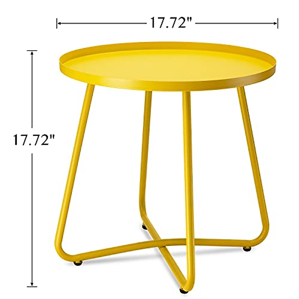 danpinera Outdoor Side Tables, Weather Resistant Steel Patio Side Table, Small Round Outdoor End Table Metal Side Table for Patio Yard Balcony Garden Bedside Yellow