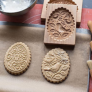 Fench Funny Wooden Cookie Molds for Baking, Carved Wooden Gingerbread Cookie Mold, Cookie Mold Cutter, Kitchen Wooden Cookie Mold for Party (Birds, 3.94x3.94x1.18inch)