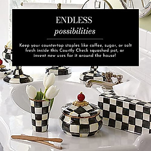MACKENZIE-CHILDS Courtly Check Squashed Pot, Cute Tea Storage, Flour or Sugar Container