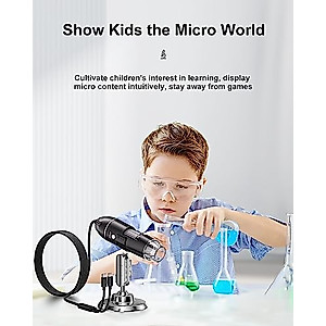 Digital Microscope Camera, Aopick Handheld USB 1440P HD Inspection Camera 50x-1600x Magnification Portable Handheld Pocket Microscopes with 8 LED & Stand, Compatible with iPhone, Android