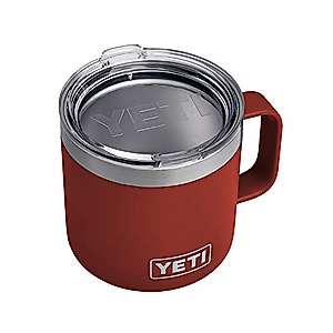YETI Rambler 14 oz Stainless Steel Vacuum Insulated Mug with Lid, Brick Red