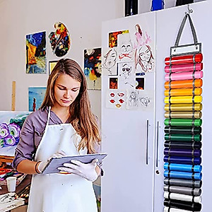 MIDOGAT Vinyl Roll Organizer, 24 Compartments Vinyl Roll Holder, Large Capacity Craft Organizer, Vinyl Roll Keeper - Hanging Closet, Wall or Over The Door Organizer for Any Room (Grey)