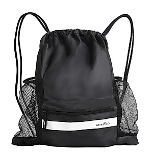 Athletico Drawstring Soccer Bag - Soccer Backpack Can Also Carry Baskeyball or Volleyball (Black)